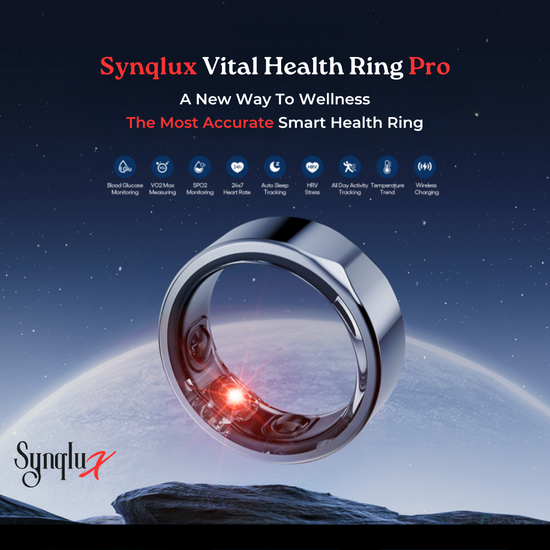 Smart Health Ring for Fitness Tracking - Synqlux Vital Health Ring Pro